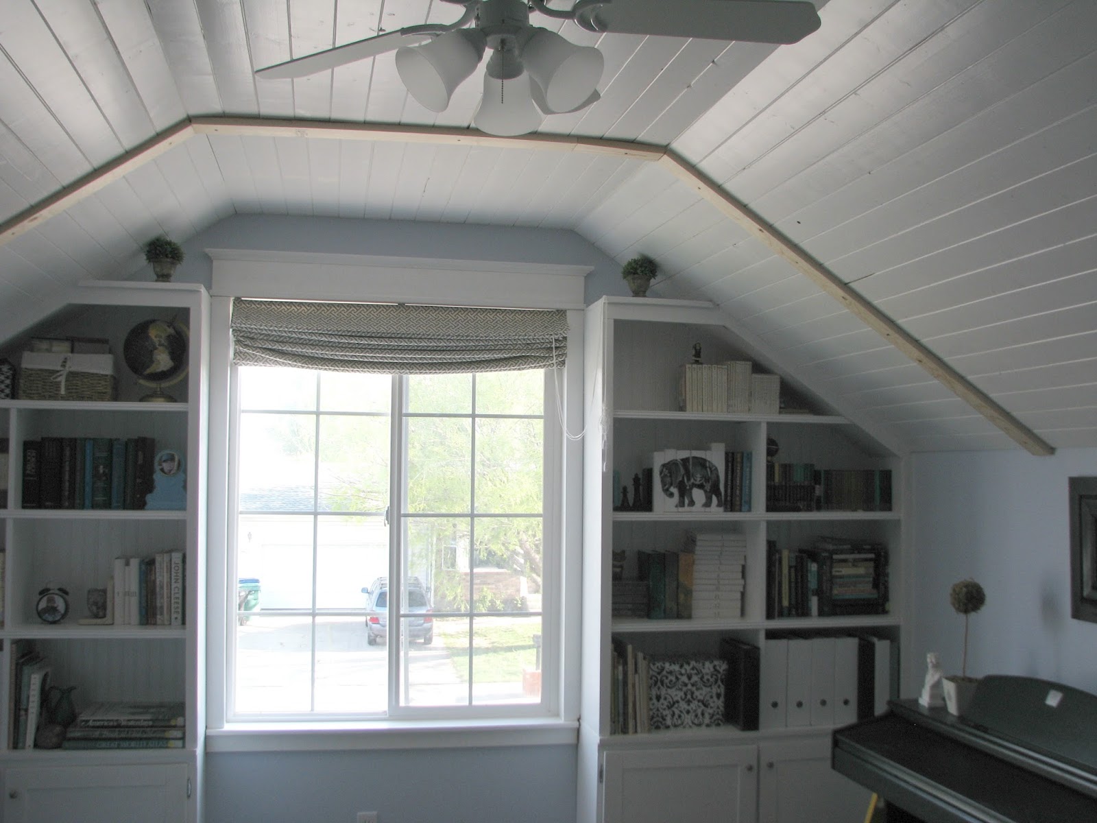 My So-Called DIY Blog: DIY Faux Beams and Planking on Bonus Room Ceiling