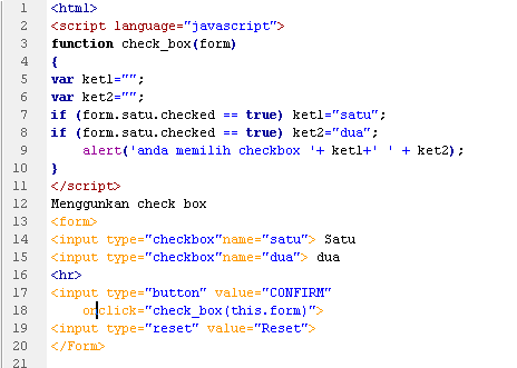 Objek CheckBox dengan [JavaScript] dan {HTML]