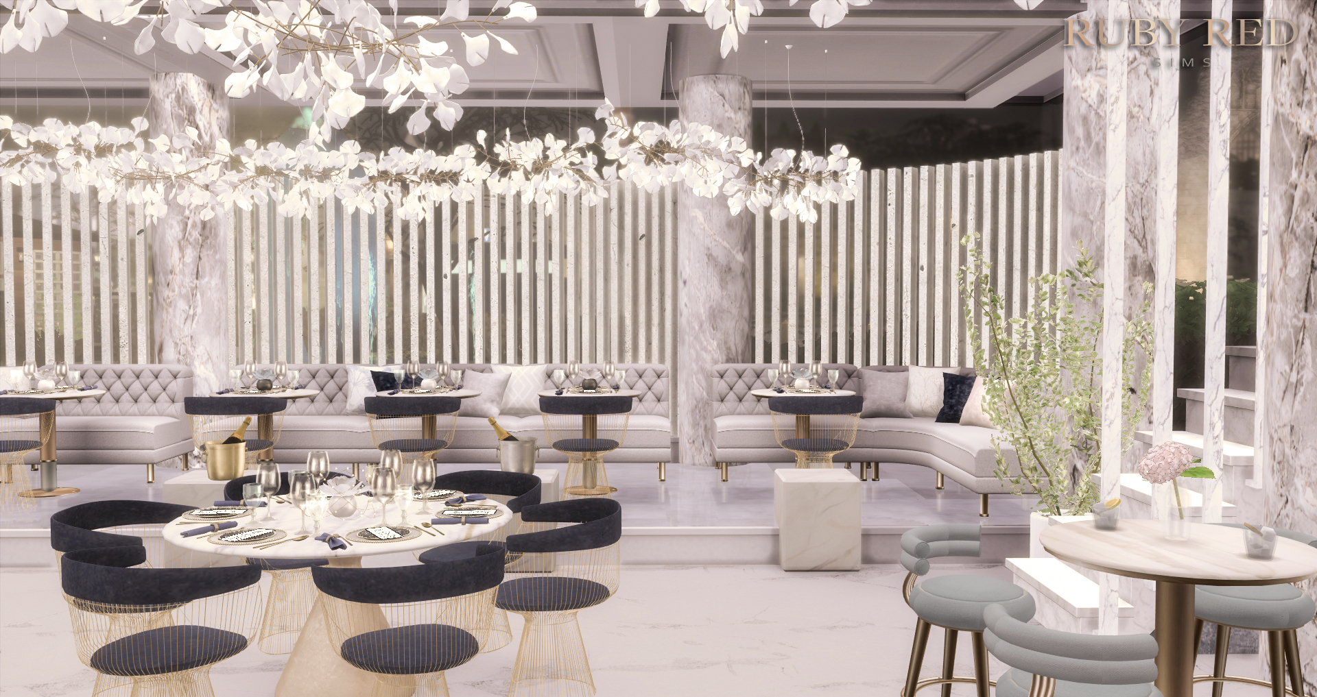 March: Sims 4 Muse Restaurant + New CC set 奢華餐廳與新物件組 [Ruby Red Sims]
