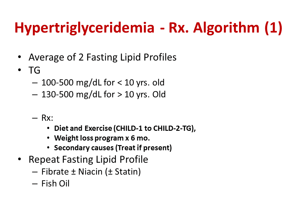 Pedi cardiology: Lipid - Elevated Triglyceride Treatment Algorithm