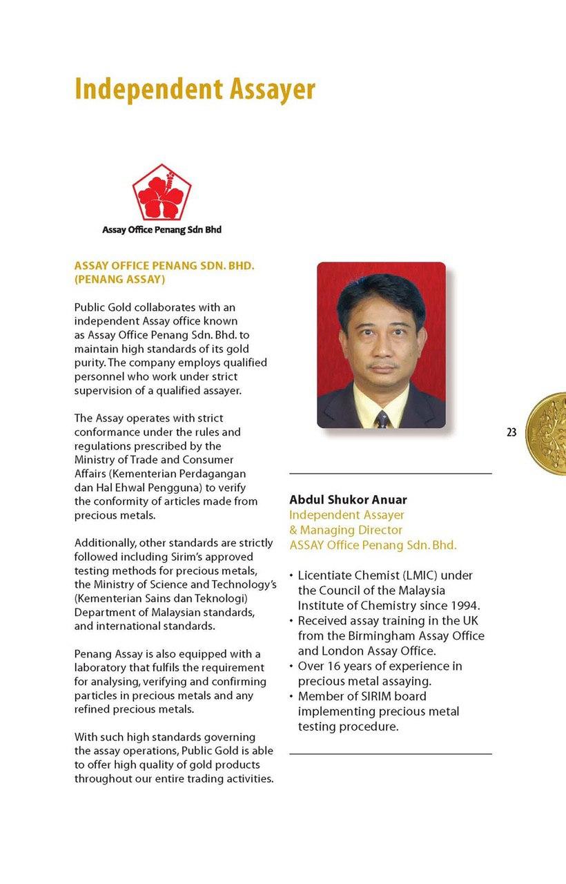 Public Gold Assayer - Ilmu Emas & Kewangan