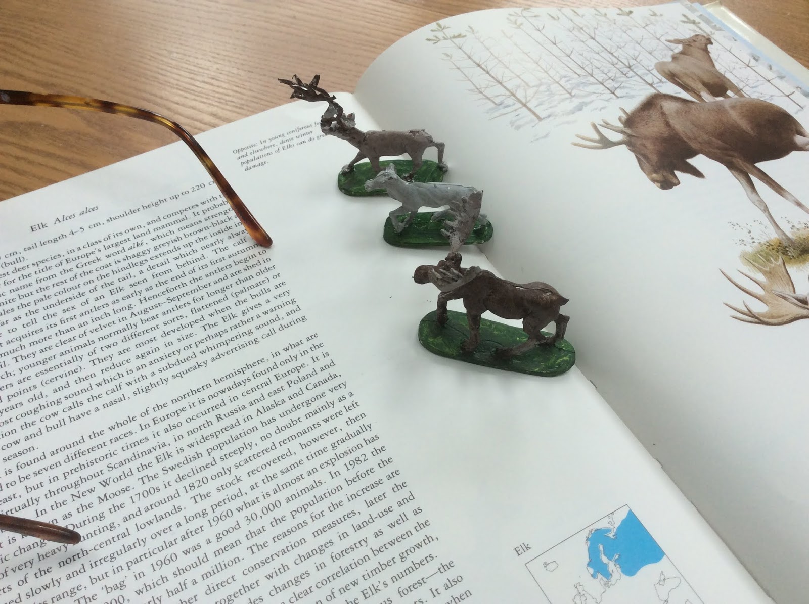 The Duchy of Tradgardland: Ann Elk and reindeer on the painting table...