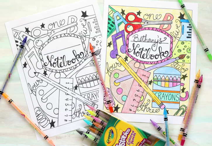 Back to School Notebook Cover Printable Coloring Page - The Crafting Chicks