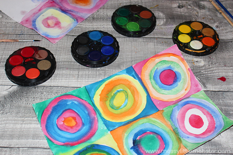 Kandinsky Circles Painting for Kids - Messy Little Monster
