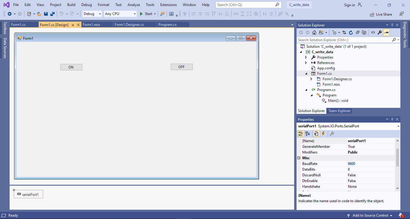 Arduino: C# Write serial data to Arduino uno R3