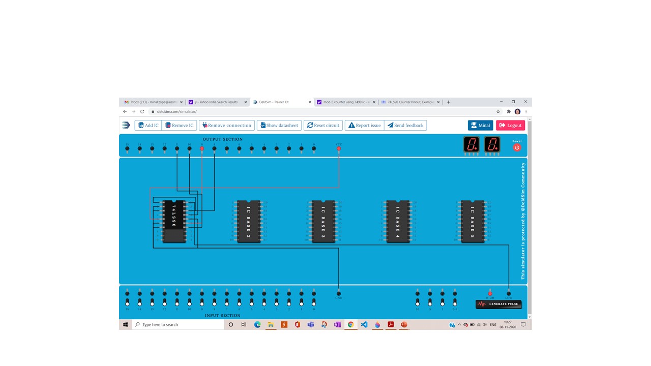 Realization of Mod-6 Counter using Decade Counter IC 7490