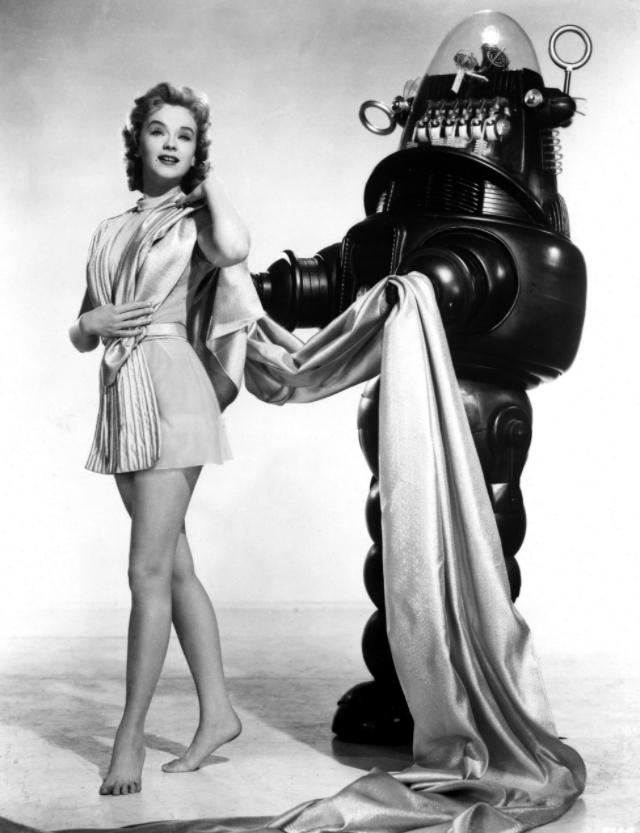 Behind the Scenes Photos of Anne Francis With Robby the Robot in a ...