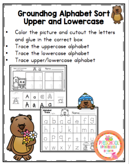 Groundhog Day Alphabet Sort "No Prep" Upper/lowercase ~ Preschool ...