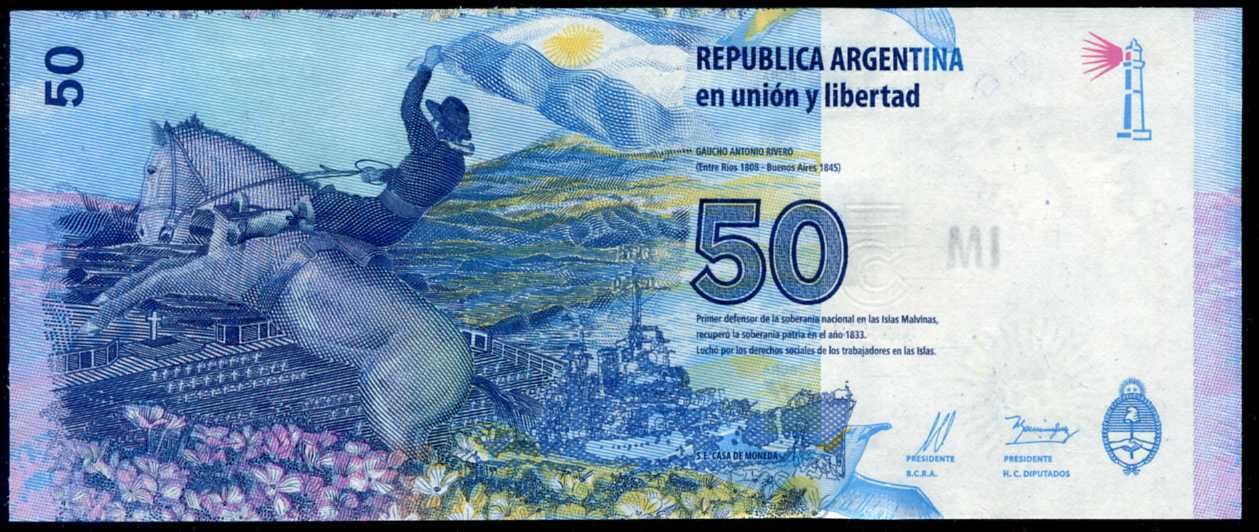 Argentina 50 Pesos banknote 2015 Islas Malvinas - Falkland Islands ...