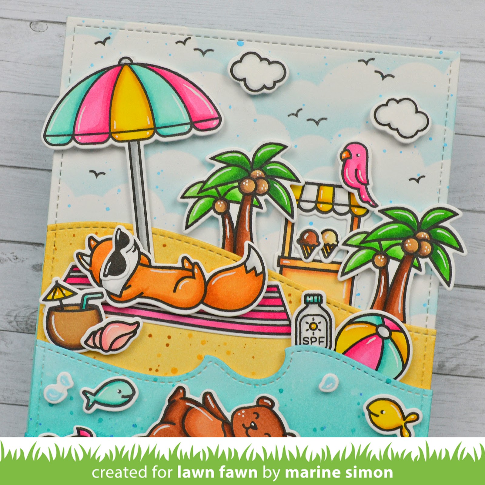 Blue Marine Craft: Lawn Fawn - A Relaxing Summer Pull Tab Card