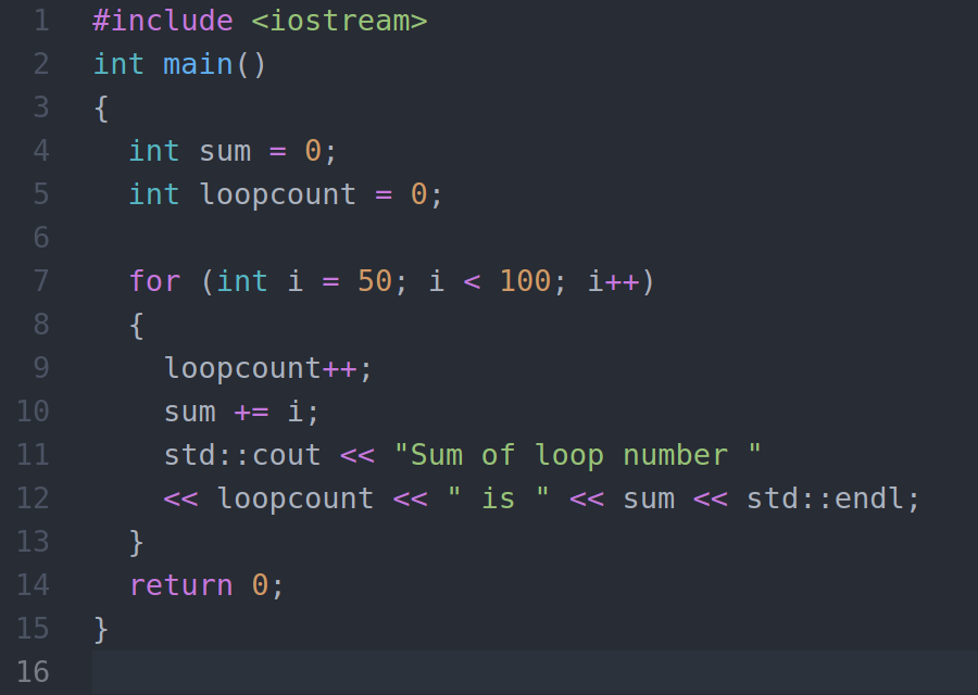 Programming Adventure C Using For Loop To Sum The Numbers From 50 To 100