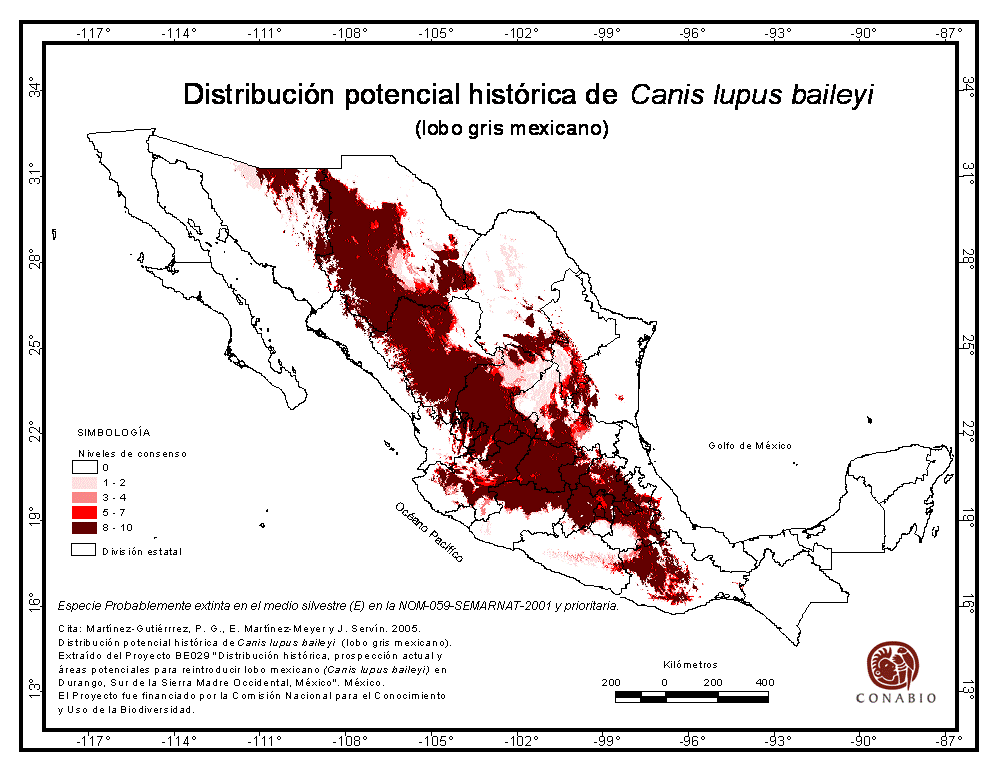 Lobo Gris Mexicano: Distribución histórica del lobo Mexicano/Historic ...