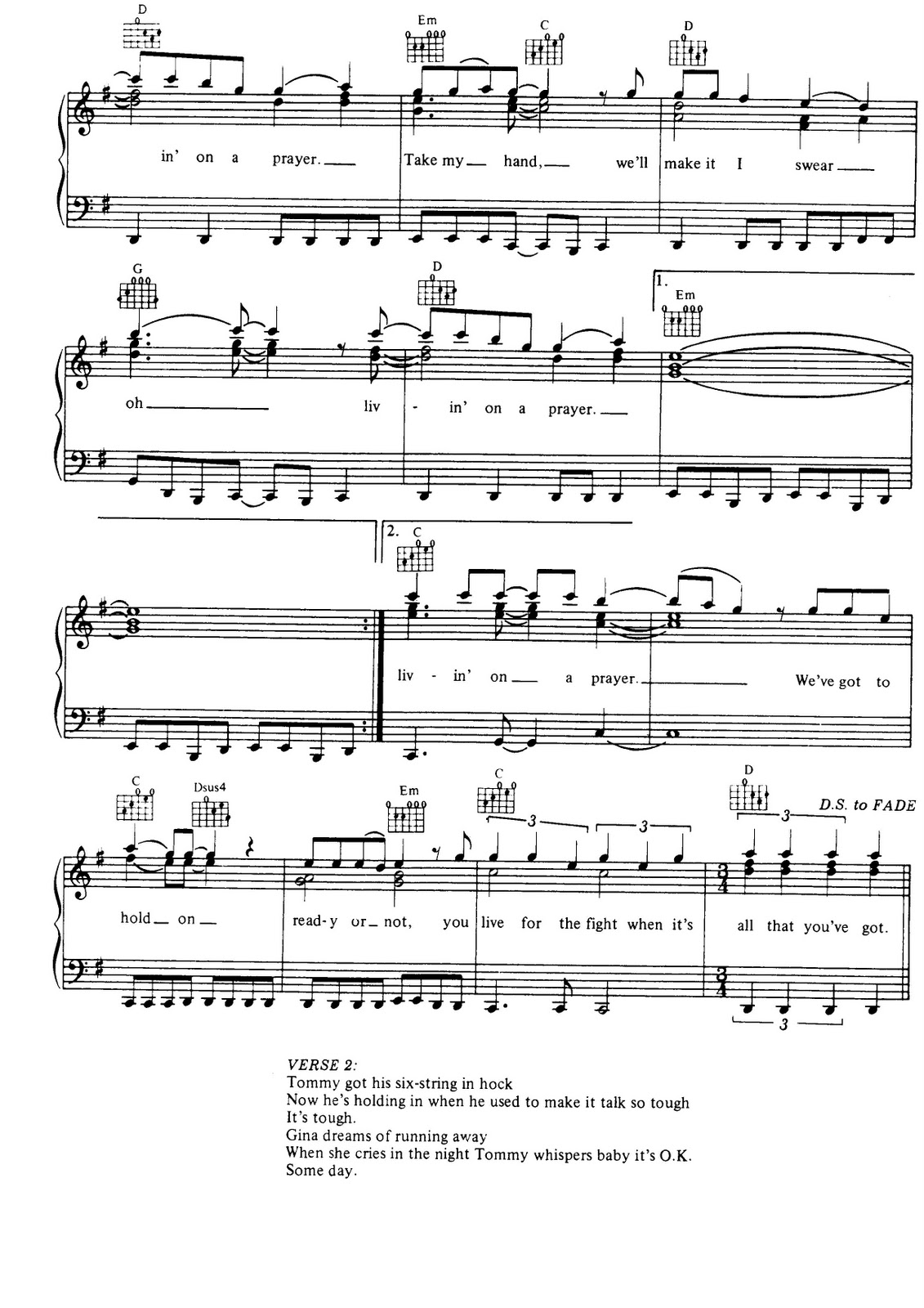 Cantinho Das Partituras Partitura De Bon Jovi Livin On A Prayer