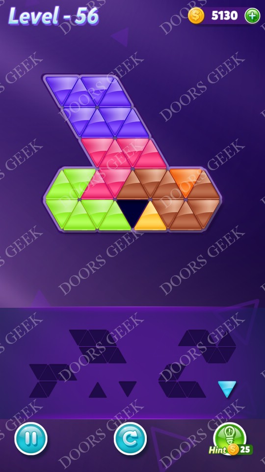 Block! Triangle Puzzle Advanced Level 56 Solution ~ Doors Geek