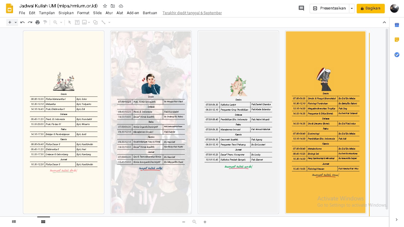 Jam Kuliah Universitas Negeri Malang + Template - HMI FMIPA UM