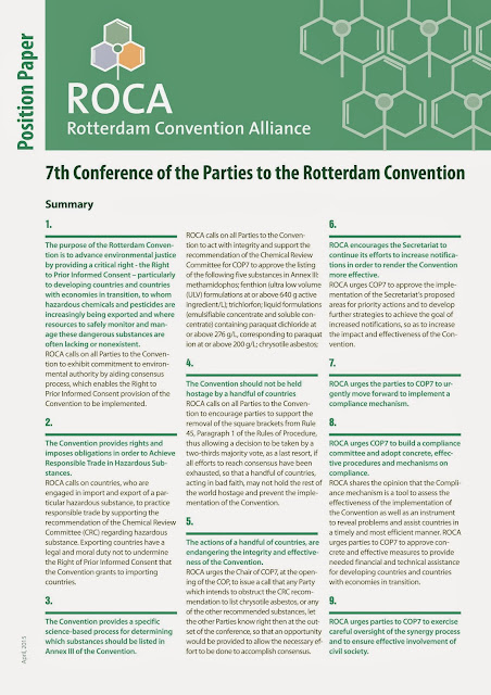 ROCA: ROCA Position Paper COP 7 in English