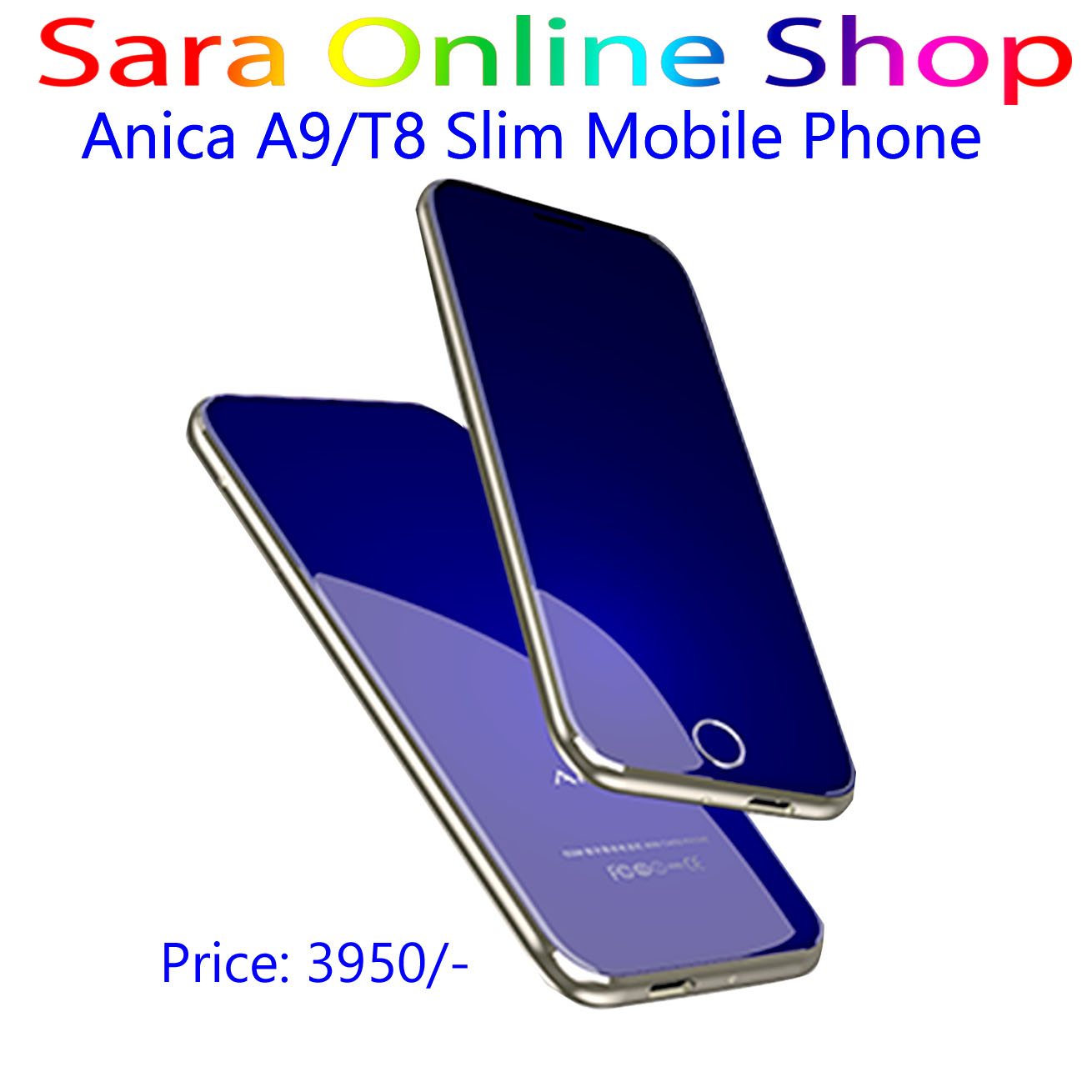 Anica A9/T8 Plus- Dual Simcard Metal Frame Dual Crystal Glass LED ...