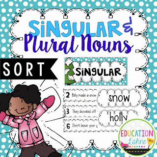 Singular and Plural Nouns Sort {Winter Themed} - Education Lahne