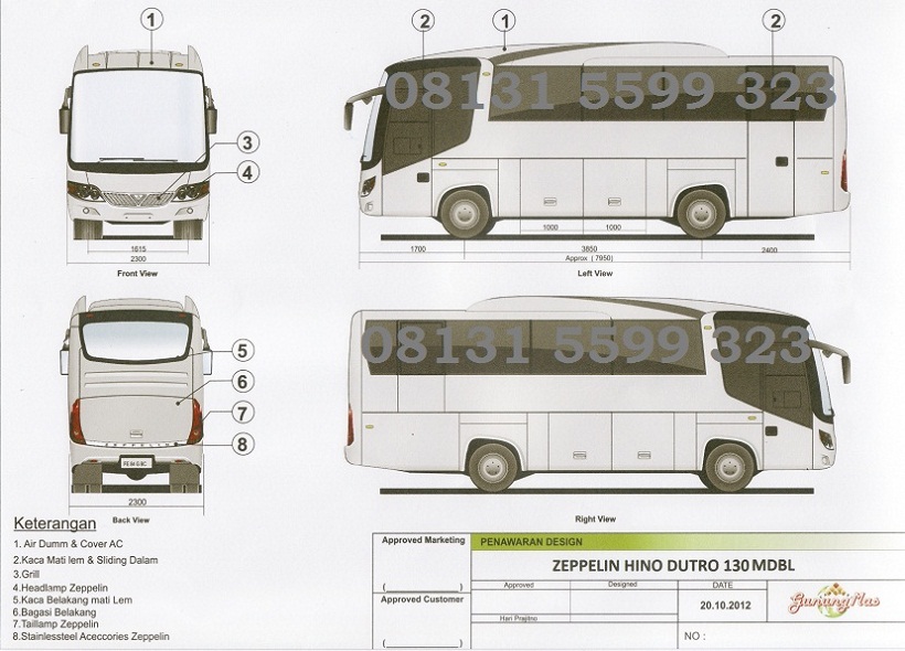 Blueprint bus indonesia Zeppelin Hino Dutro 130 MDBL | Membuat Model ...