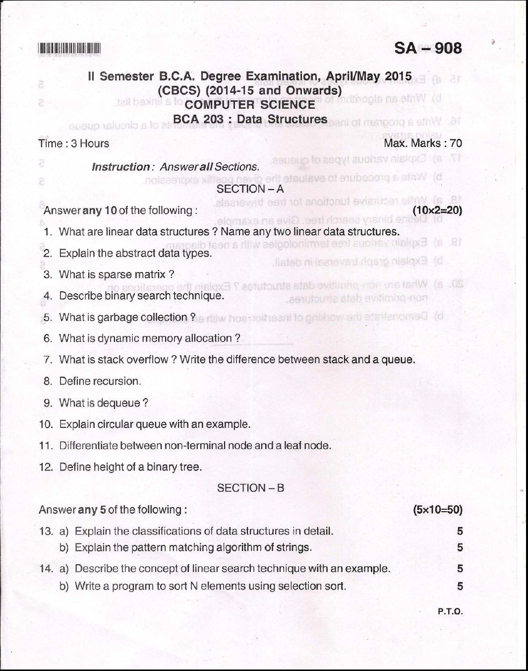 Bangalore University b.c.a. Computer Science bca 203 : data Structures ...