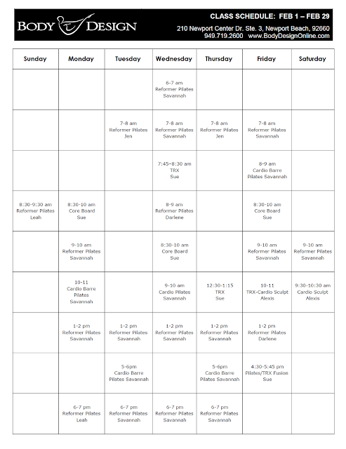 Body Design's Fit Bits: Body Design's Class Schedule - Cardio Barre ...