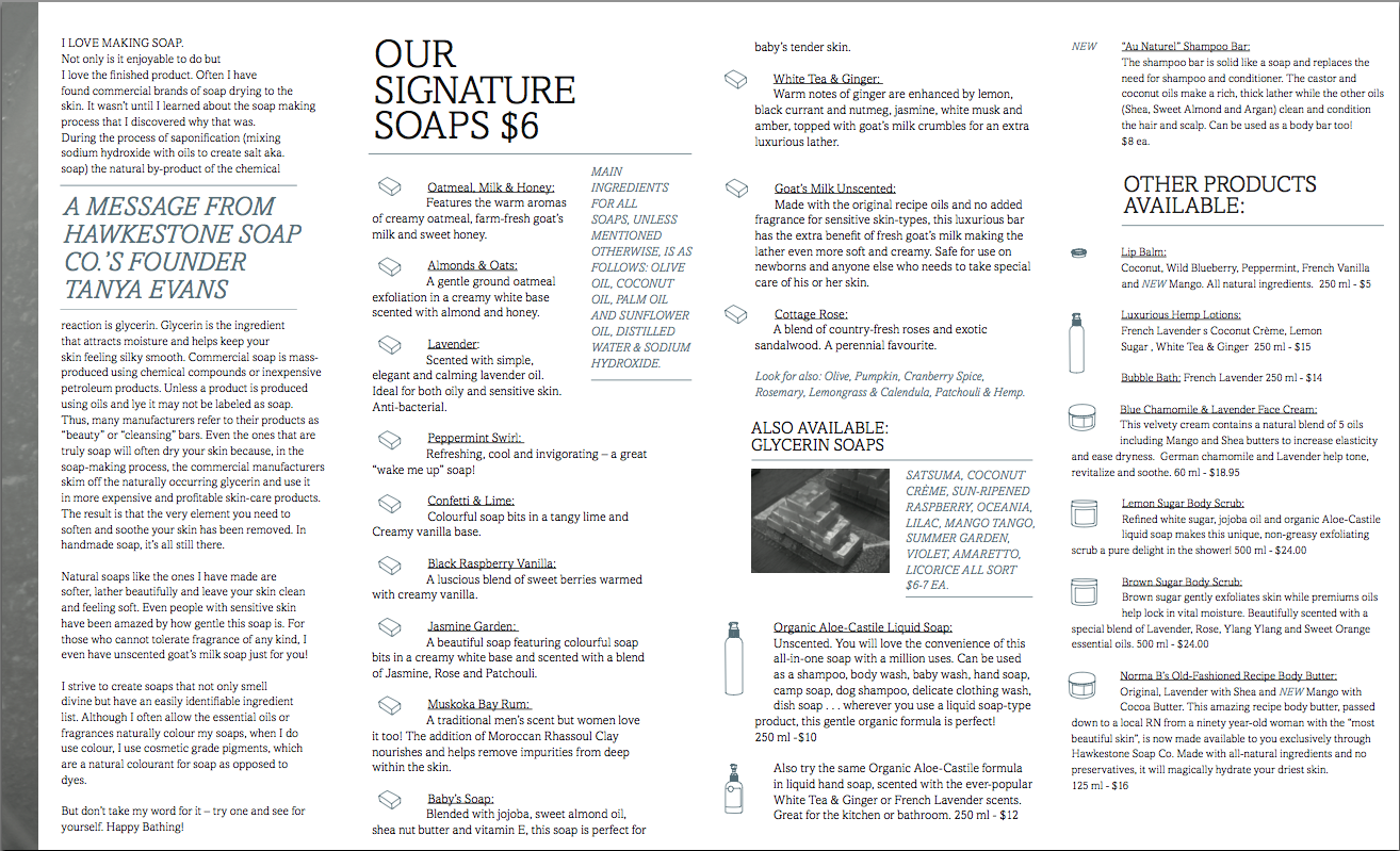 London Living: Hawkestone Soap Brochure Design