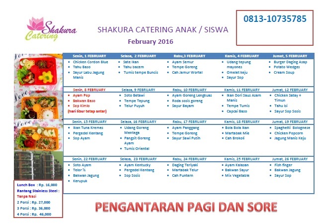 Menu July 2016 Katering Rumahan Karyawan dan Katering Anak / Katering ...