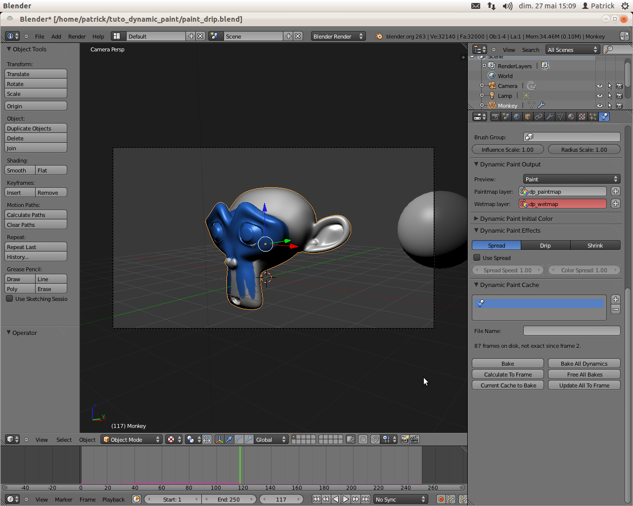 Blender-4d: Tutoriel introduction au Dynamic Paint de Blender 2.63a ...