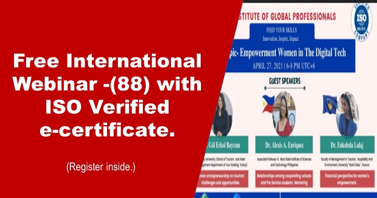 Free International Webinar -(88) with ISO Verified e-certificate. - The ...
