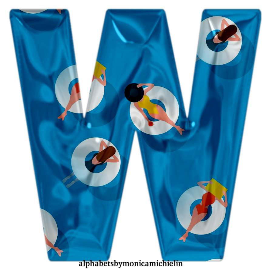 M. Michielin Alphabets: BLUE POOL FLOAT SEAMLESS ALPHABET AND ICONS PNG