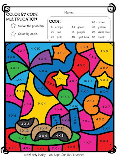 An Apple For The Teacher: New Years Color By Number Worksheets