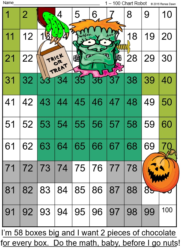 Teacher Ink: Halloween Number Chart Robots
