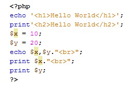 O: PHP Echo / Print , Data Types