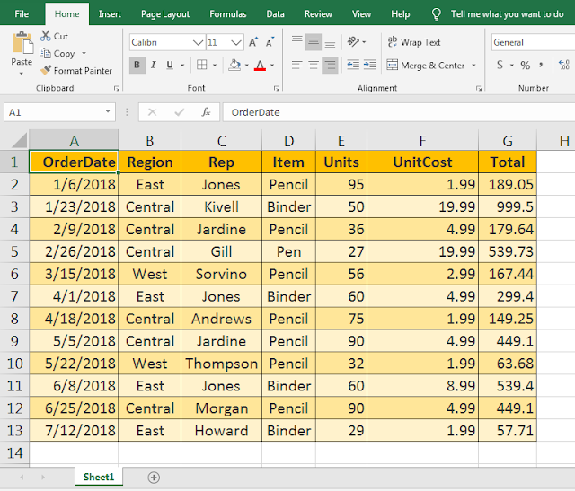 Excel Basic Formatting