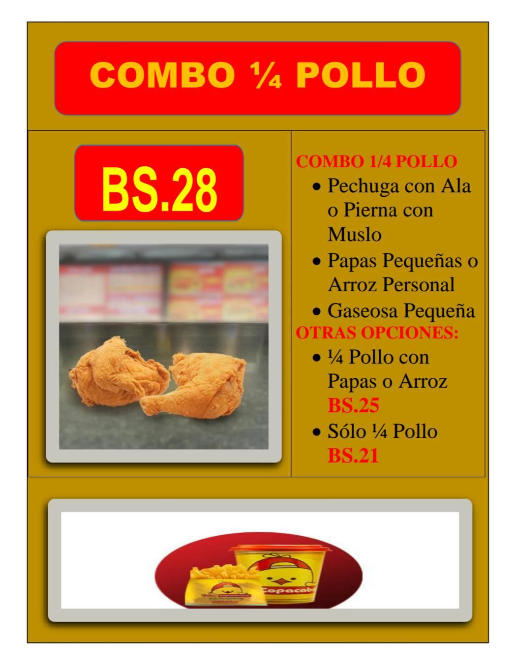 POLLOS COPACABANA : MENU -POLLOS