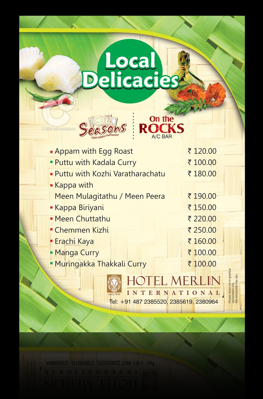 C & O ad-ventures: Kerala Local Delicacies Menu Design