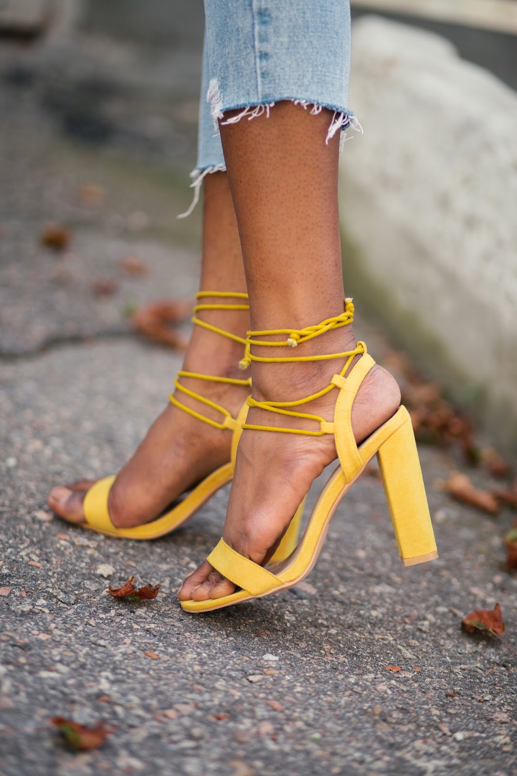 MUSTARD BLOCK HEELS | Melody Jacob