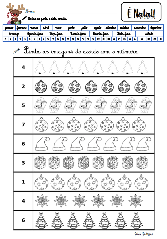 coisas que gosto de partilhar: Ficha de contagens e sudoku - 1º ano (Natal)