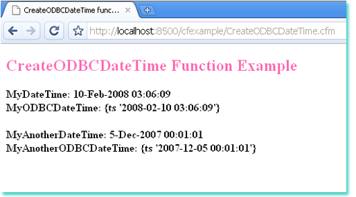 How To Create An Odbc Date Time Object In Coldfusion