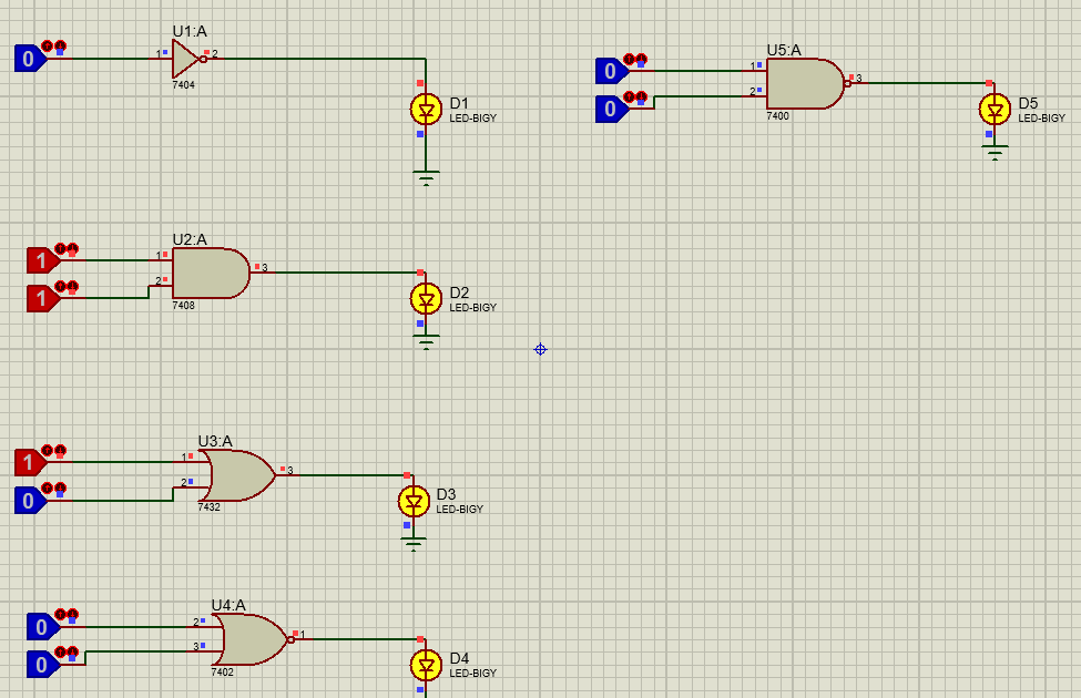 COMPROBACIÓN DE COMPUERTAS EN PROTEUS