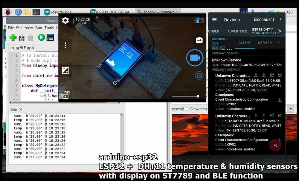 Embedded things: arduino-esp32: ESP32 + DHT11 temperature & humidity sensor with display on ...