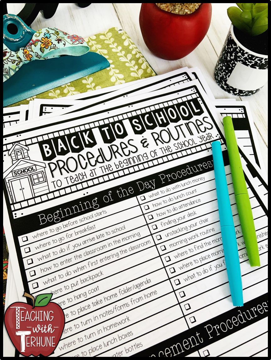 Teaching With Terhune: Back to School Classroom Procedures and Routines ...