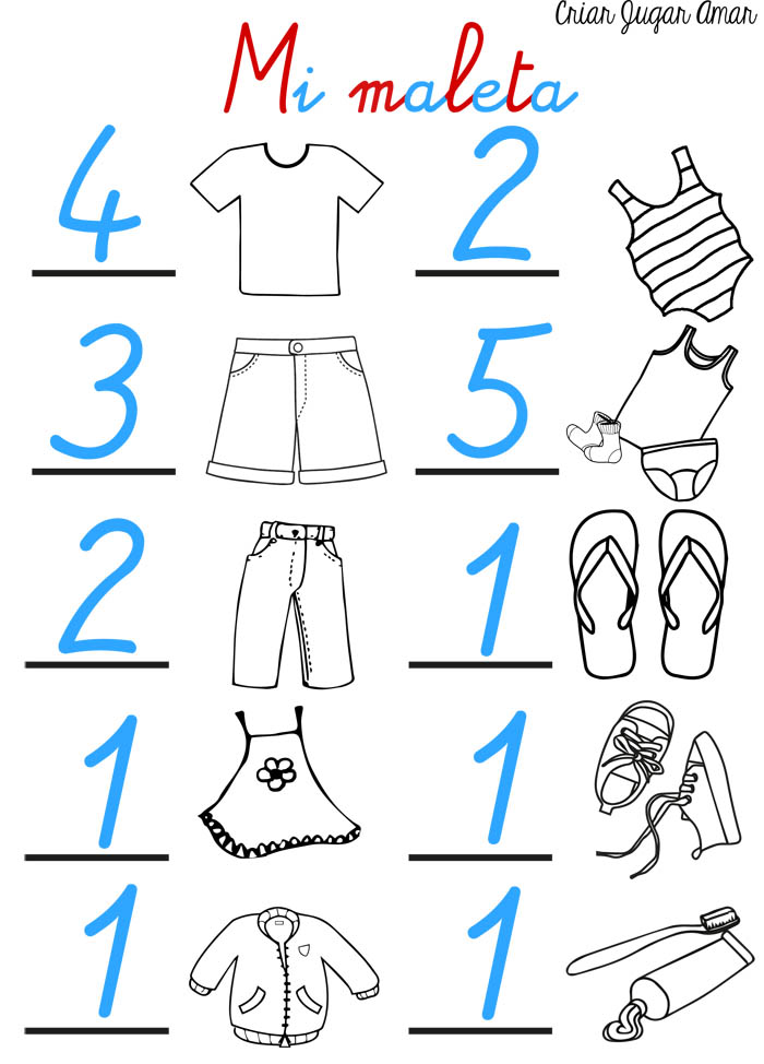 IMPRIMIBLE: Plantilla para aprender a preparar la maleta | Criar Jugar Amar