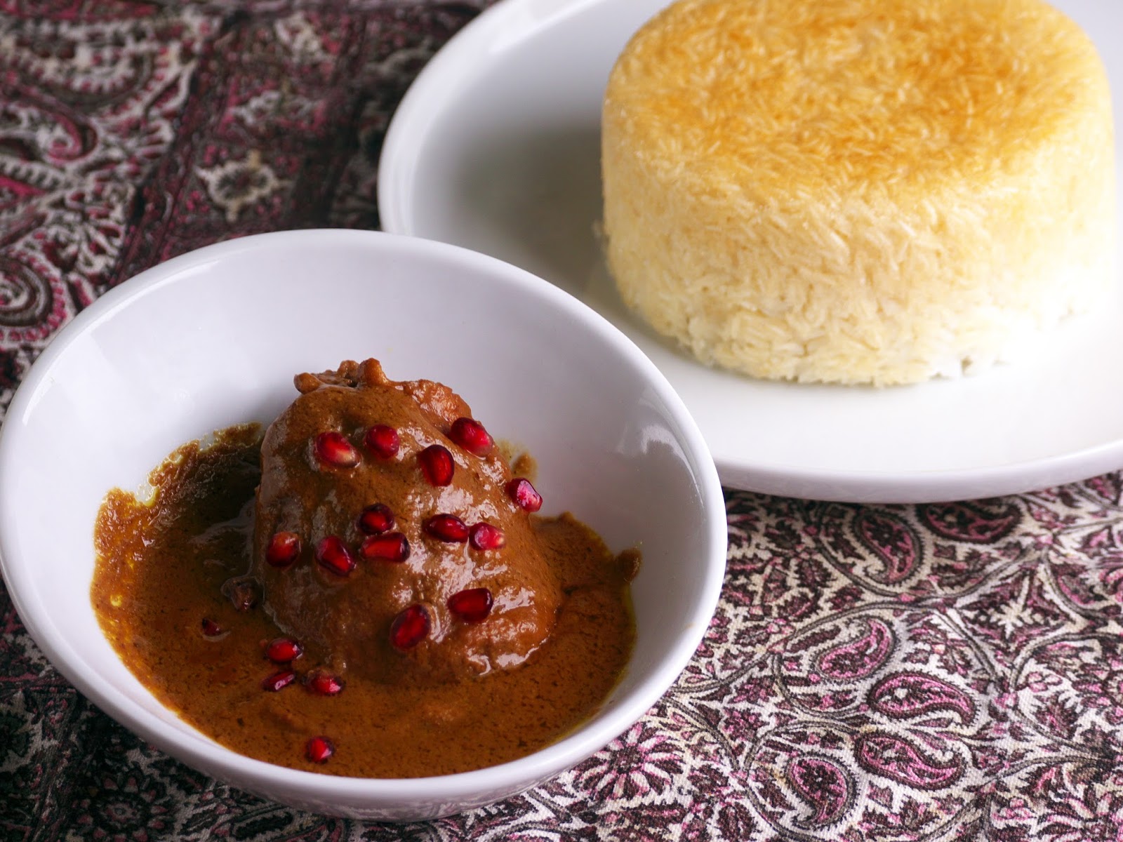 Fesenjoon; Persian pomegranate and walnut chicken stew
