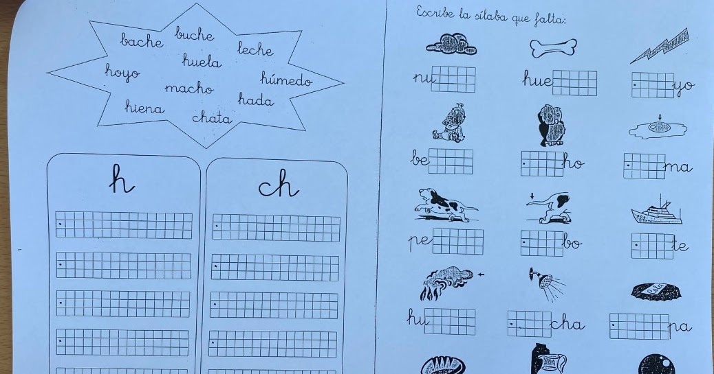 Mi clase de Infantil : Ficha lectoescritura letras "h" y "ch"