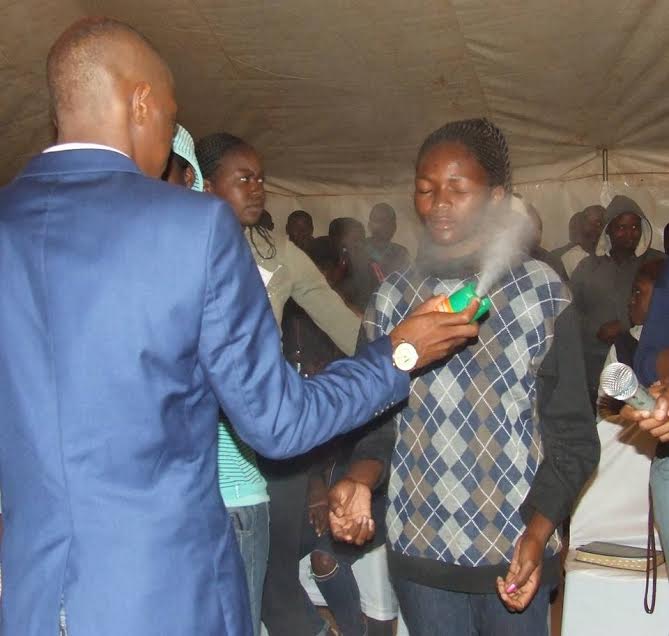 Photos: South African Prophet, Lethebo Rabalago uses insecticide to ...