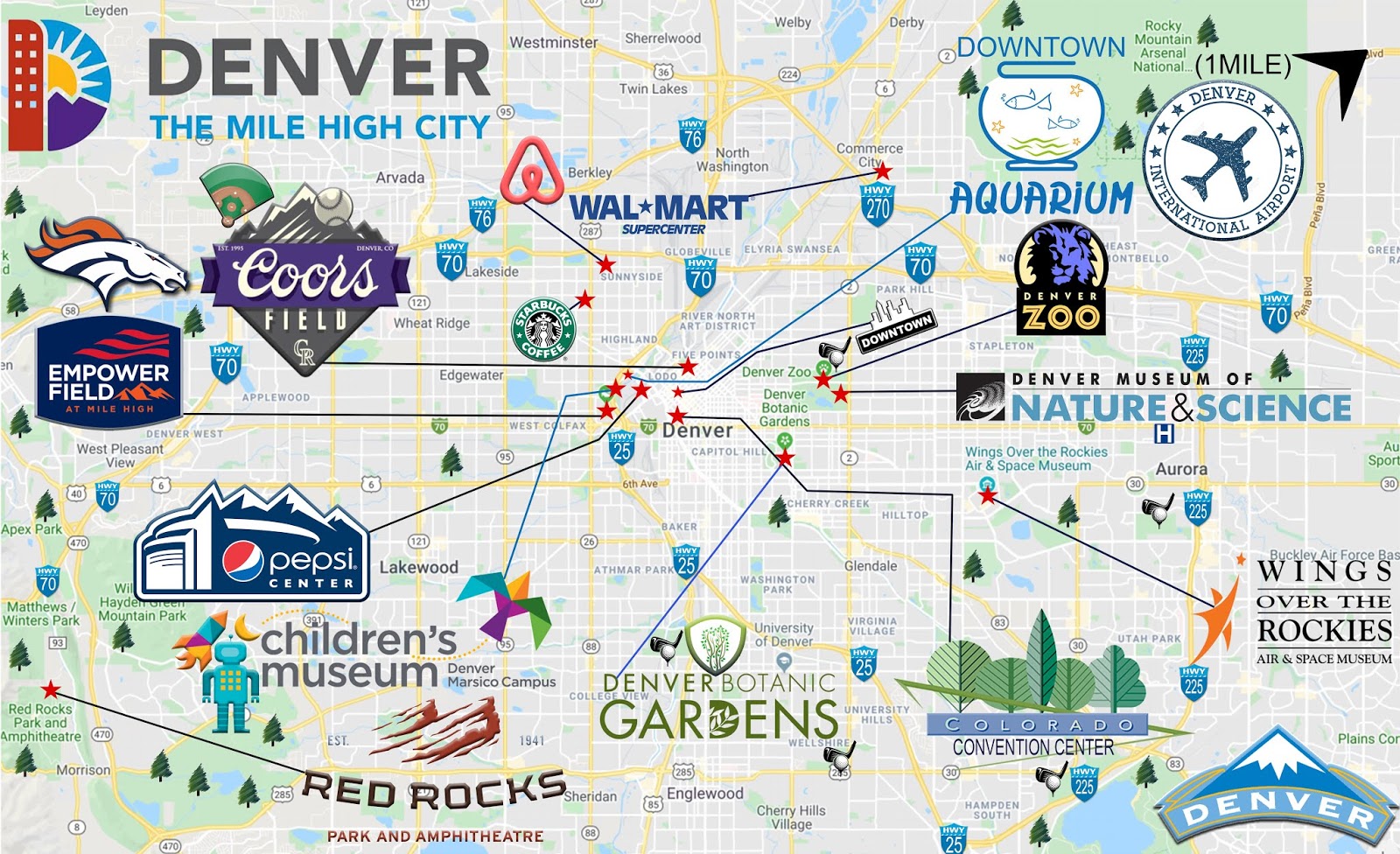 Denver Colorado Air BNB Tourist Map