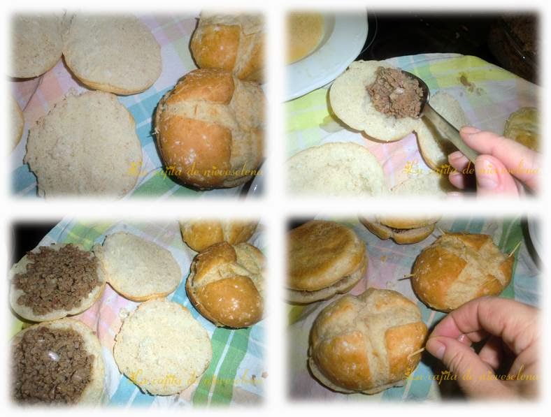 Bollos rellenos de carne y jamón