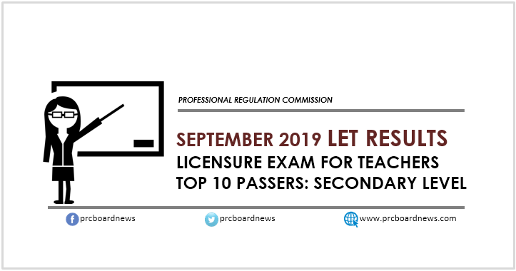 RESULT: September 2019 LET Secondary Top 10 Passers
