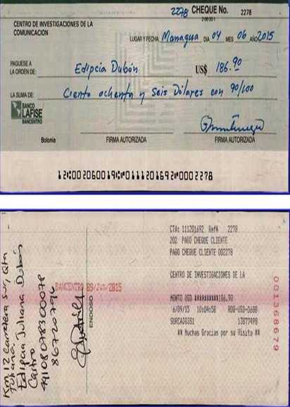 Nicaragua: ¿Y estos cheques, Dora María Téllez? - Agaton